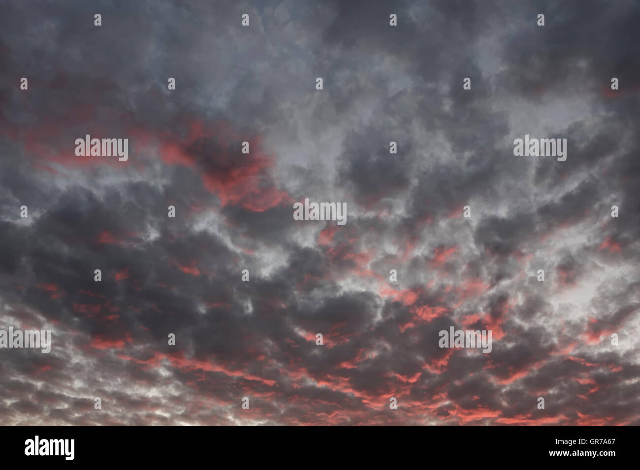 Evening Sky With Dark And Red Clouds In Lower Saxony, Germany Stock ...
