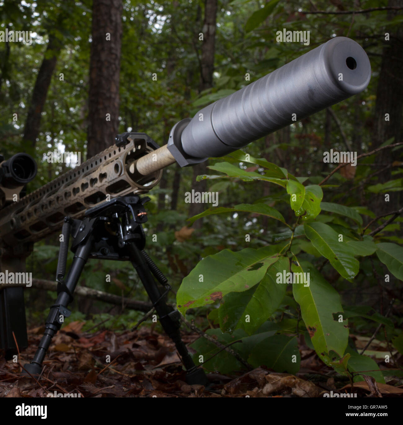 Semi automatic rifle camouflage suppressor hi-res stock photography and ...