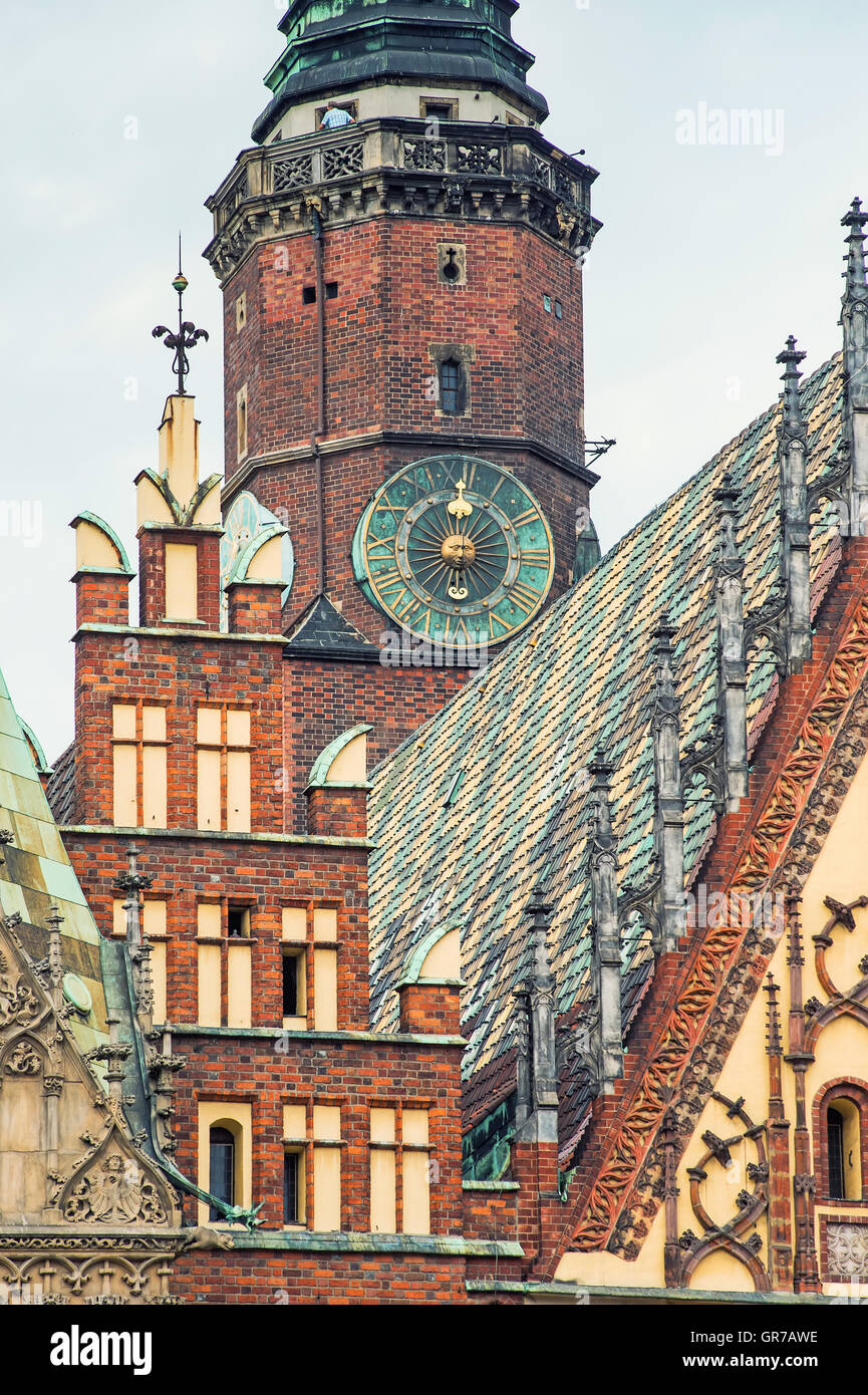 Architecture of the Market square in Wroclaw, Poland. Wroclaw is the ...