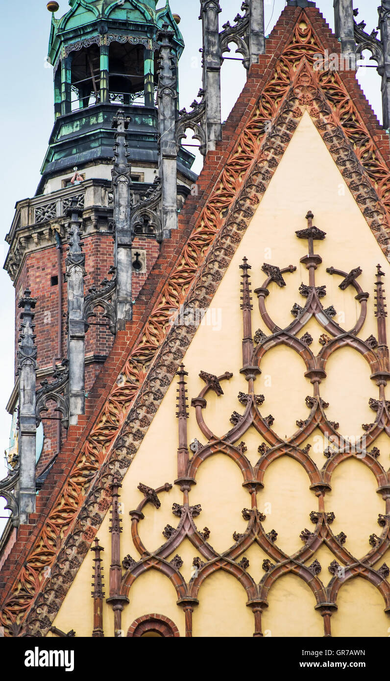 Architecture of the Market square in Wroclaw, Poland. Wroclaw is the ...