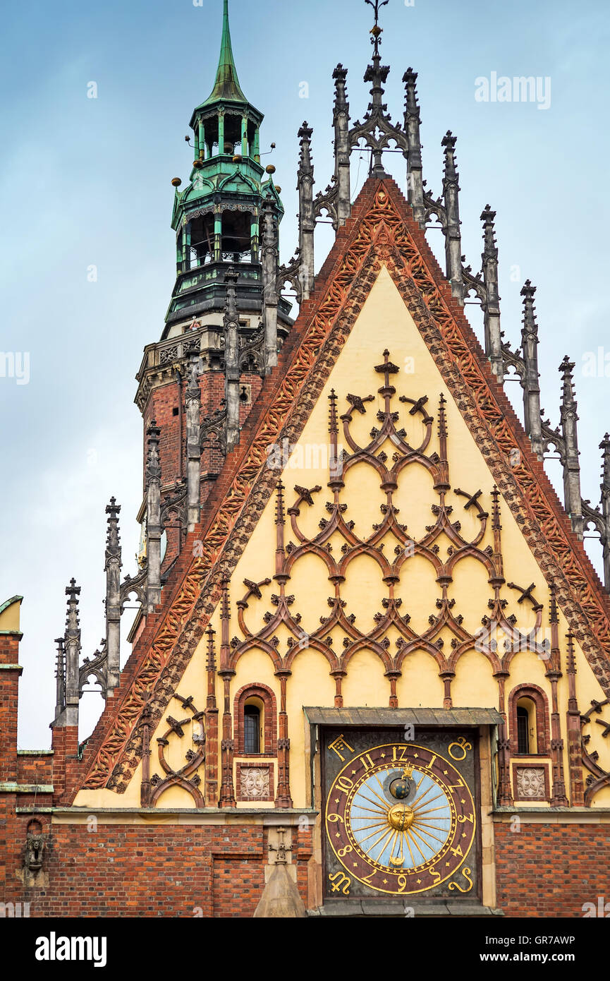 Architecture of the Market square in Wroclaw, Poland. Wroclaw is the ...