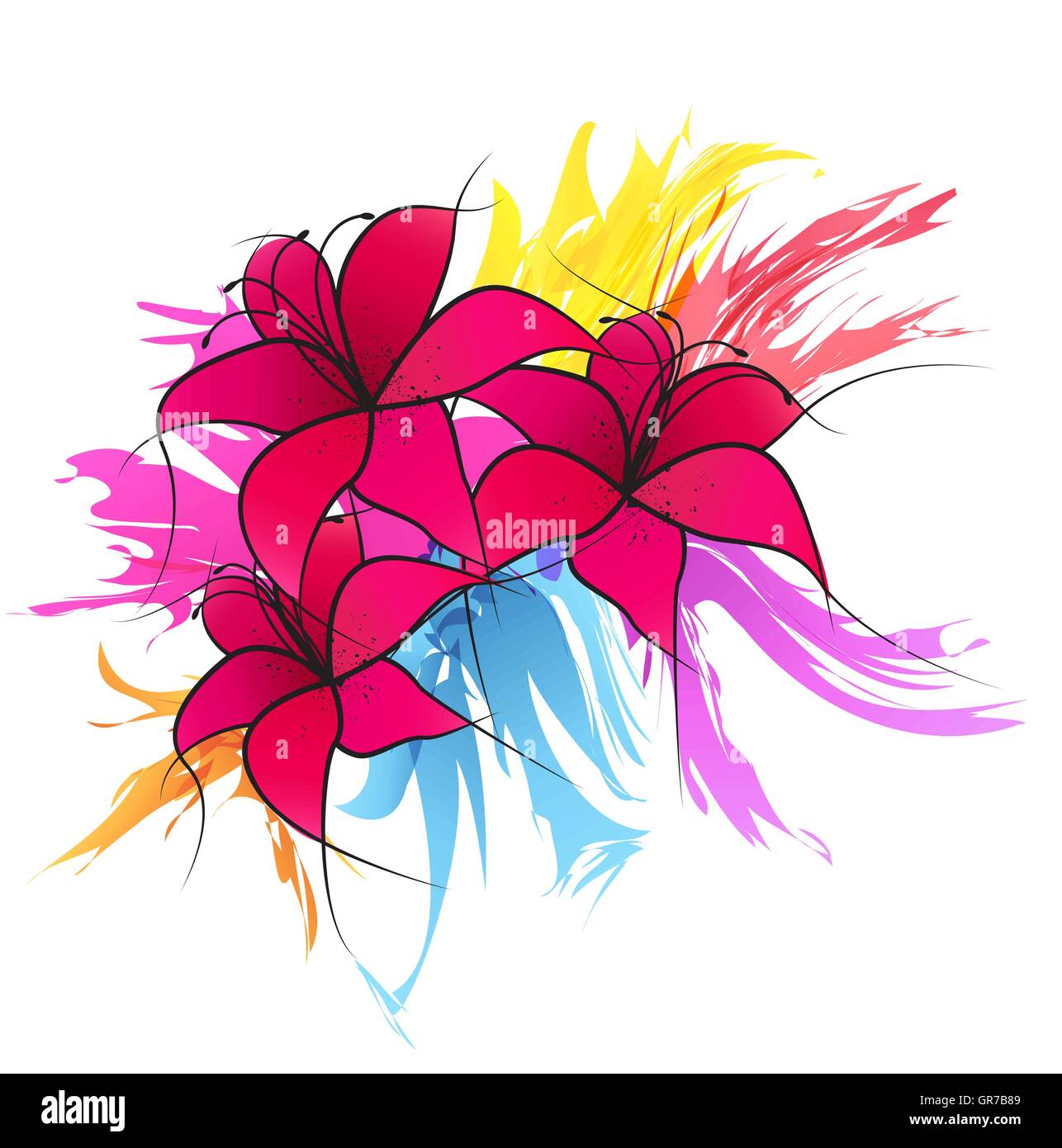 Beautiful pink lilies Stock Vector Images - Alamy