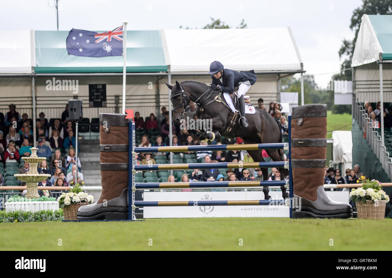 Olympic-level equestrian event with competing riders around the world ...