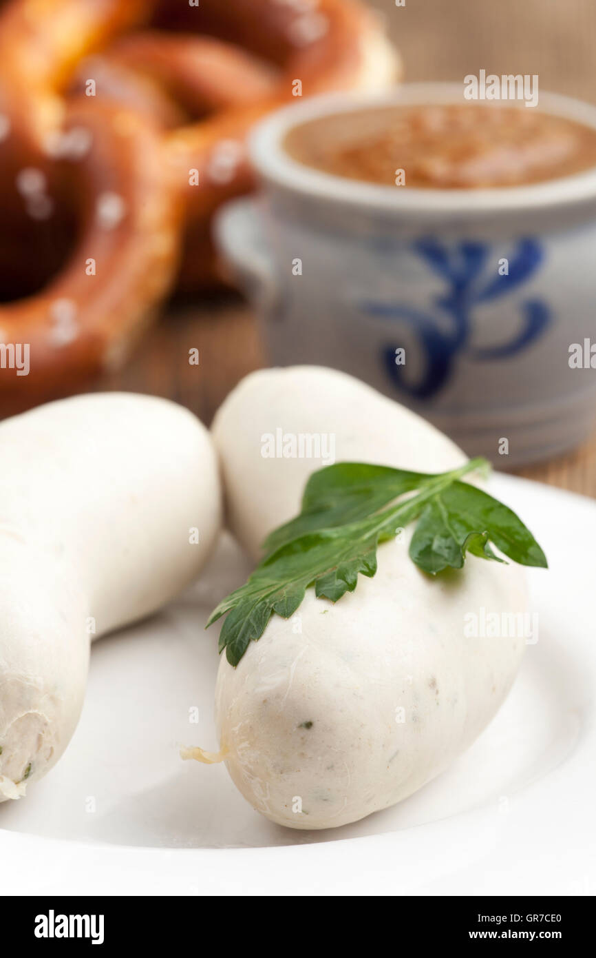 Weisswurst white sausages sweet mustard hi-res stock photography and ...