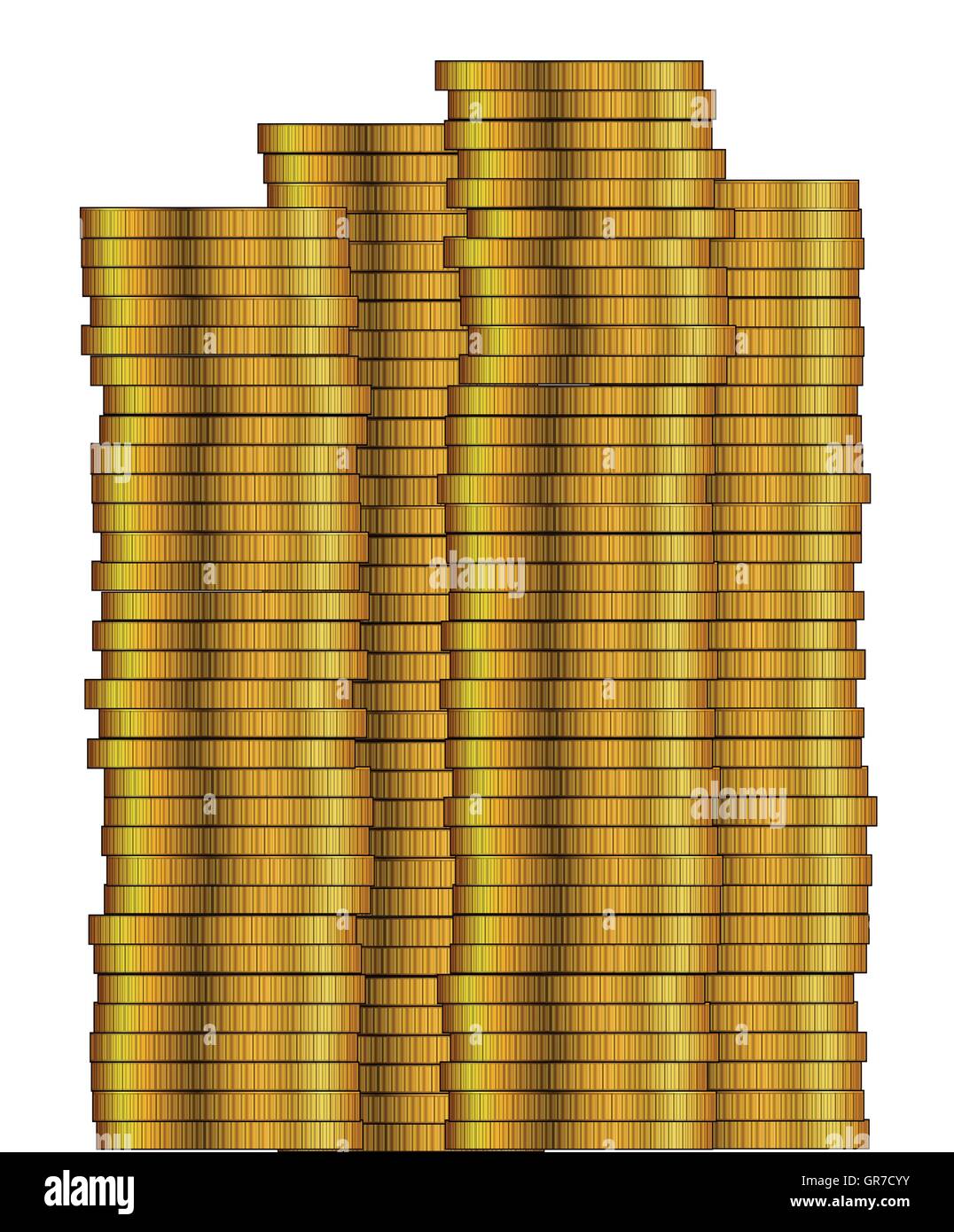 Piles gold coins isolated Stock Vector Images - Alamy