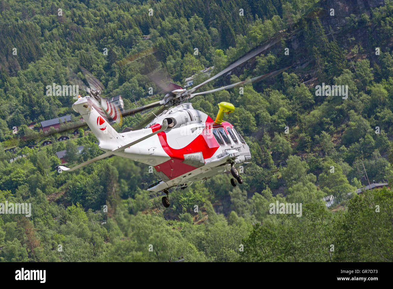 Norwegian Helicopter During A Rescue Mission Stock Photo - Alamy