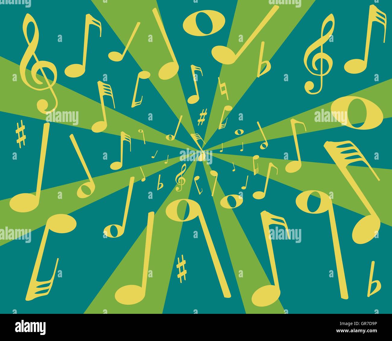 A musical notes background of notes and rays Stock Vector Image & Art ...
