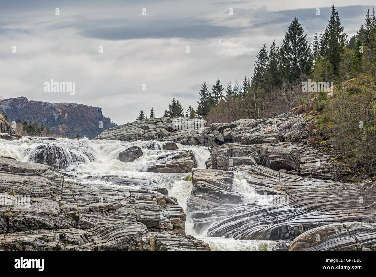 Waterfall Of The River Stone Selva Stock Photo - Alamy