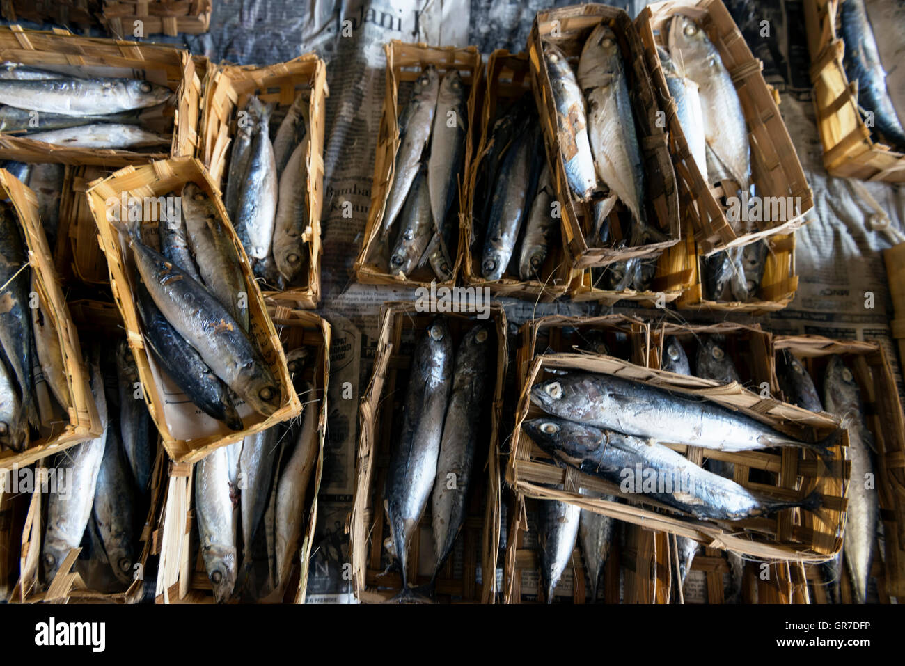 Baskets of salted fish Stock Photo - Alamy