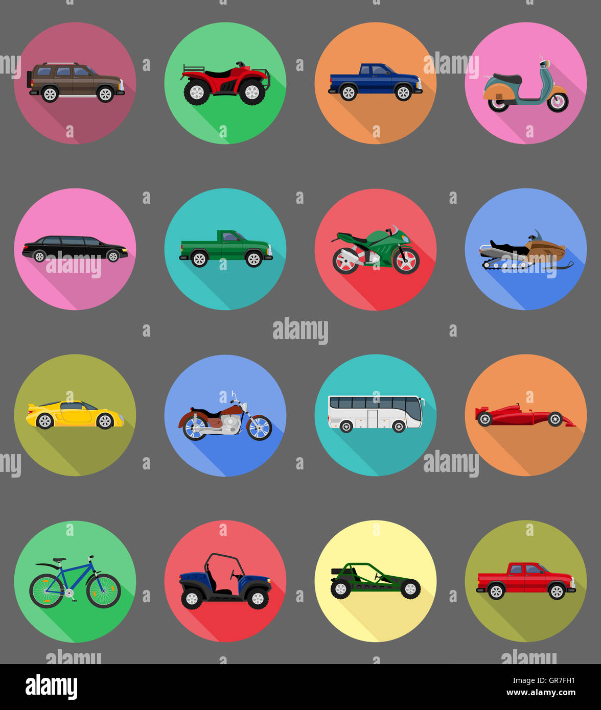 transport flat icons illustration isolated on background Stock Photo ...
