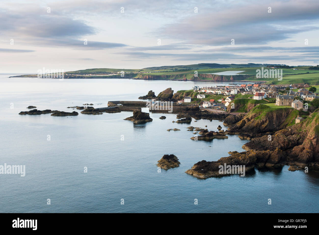 Fishing village of St Abbs on the east coast of Scotland, town of ...