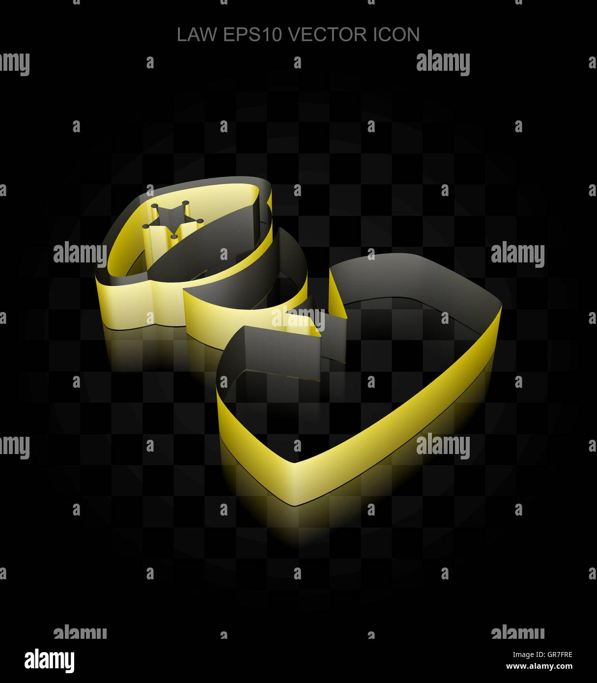 Law icon: Yellow 3d Police made of paper, transparent shadow, EPS 10 ...