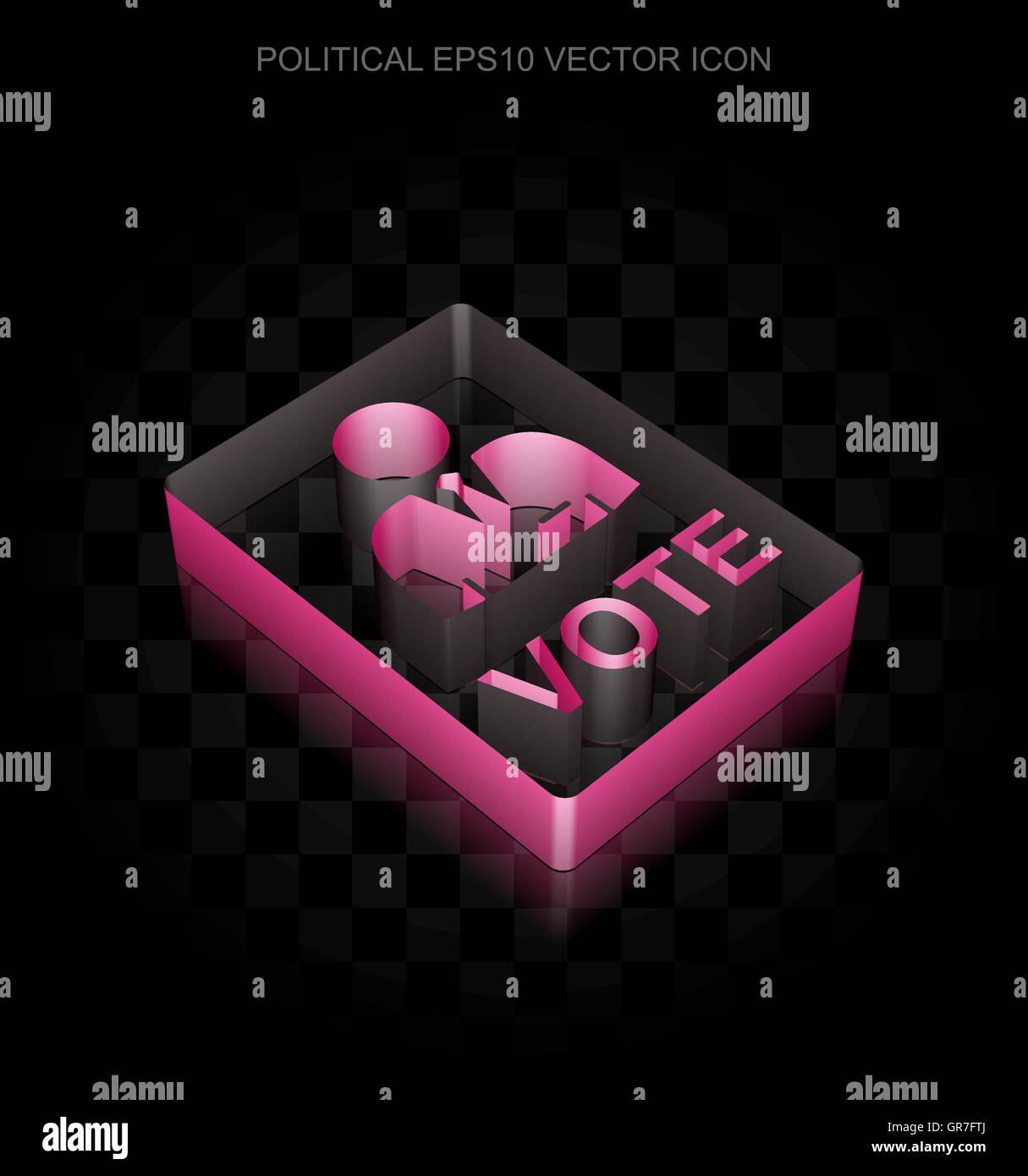 Political icon: Crimson 3d Ballot made of paper, transparent shadow ...