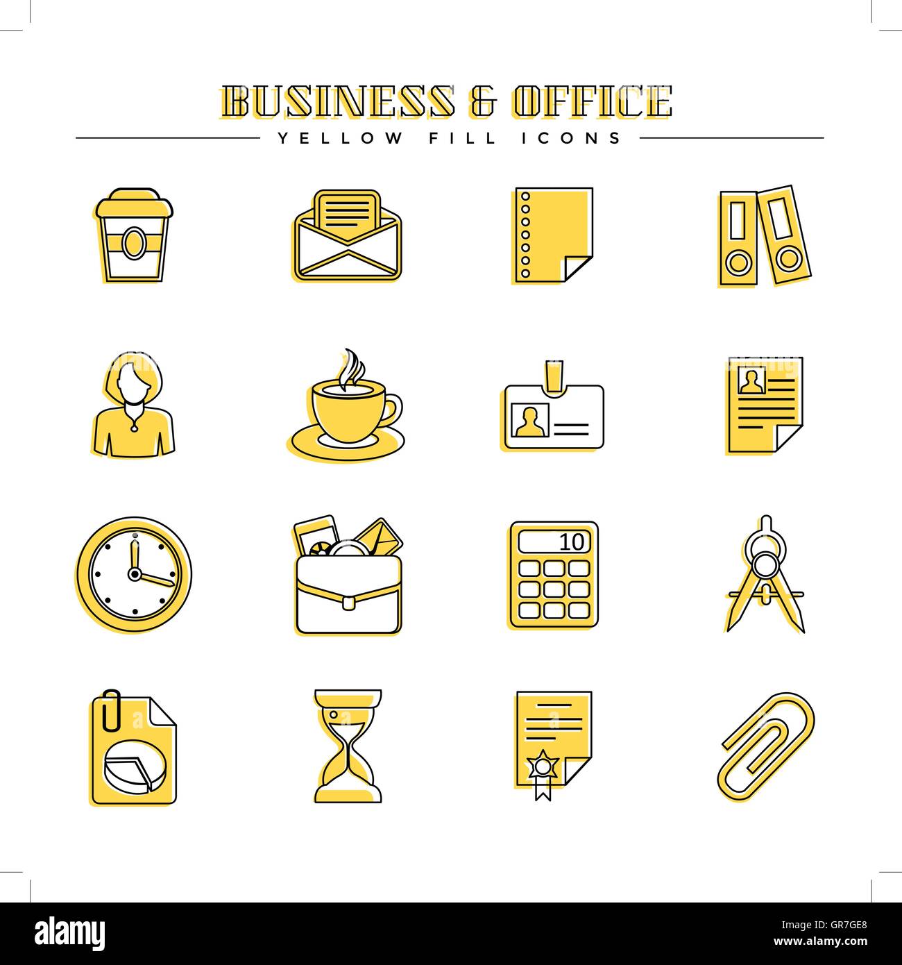 Business and office, yellow fill icons set Stock Vector Image & Art - Alamy