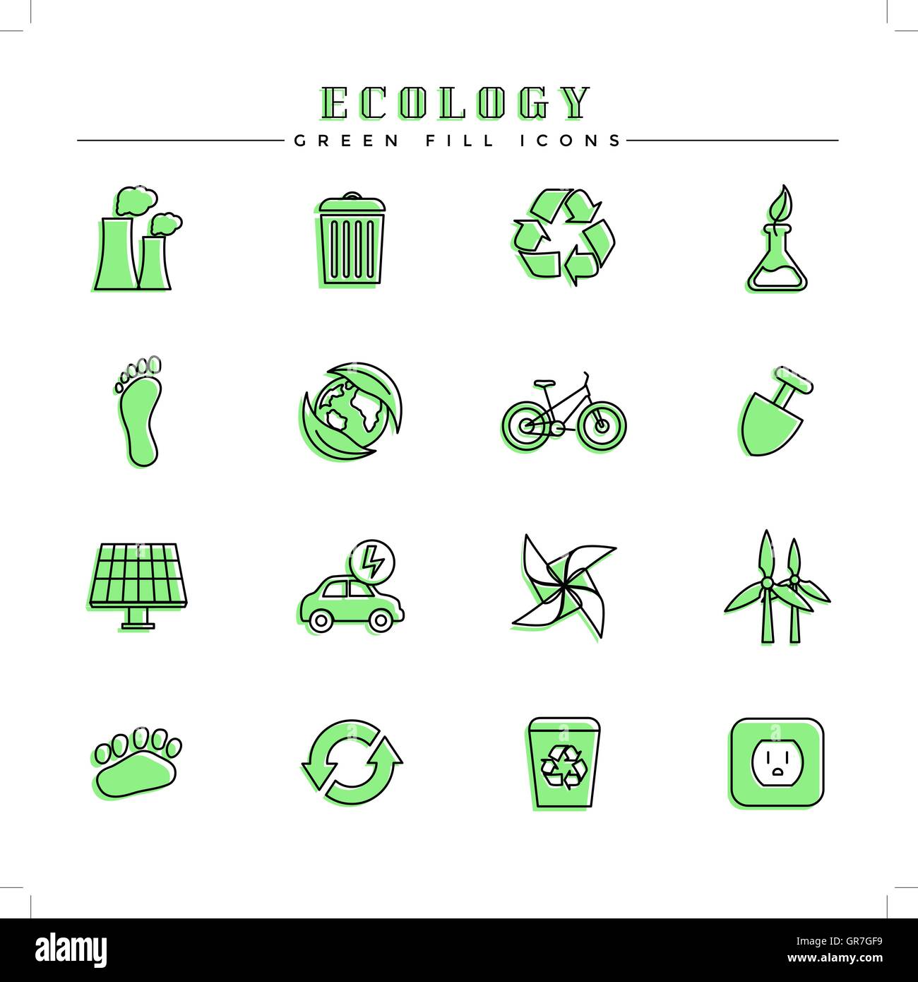 Ecology green fill icons set Stock Vector Image & Art - Alamy