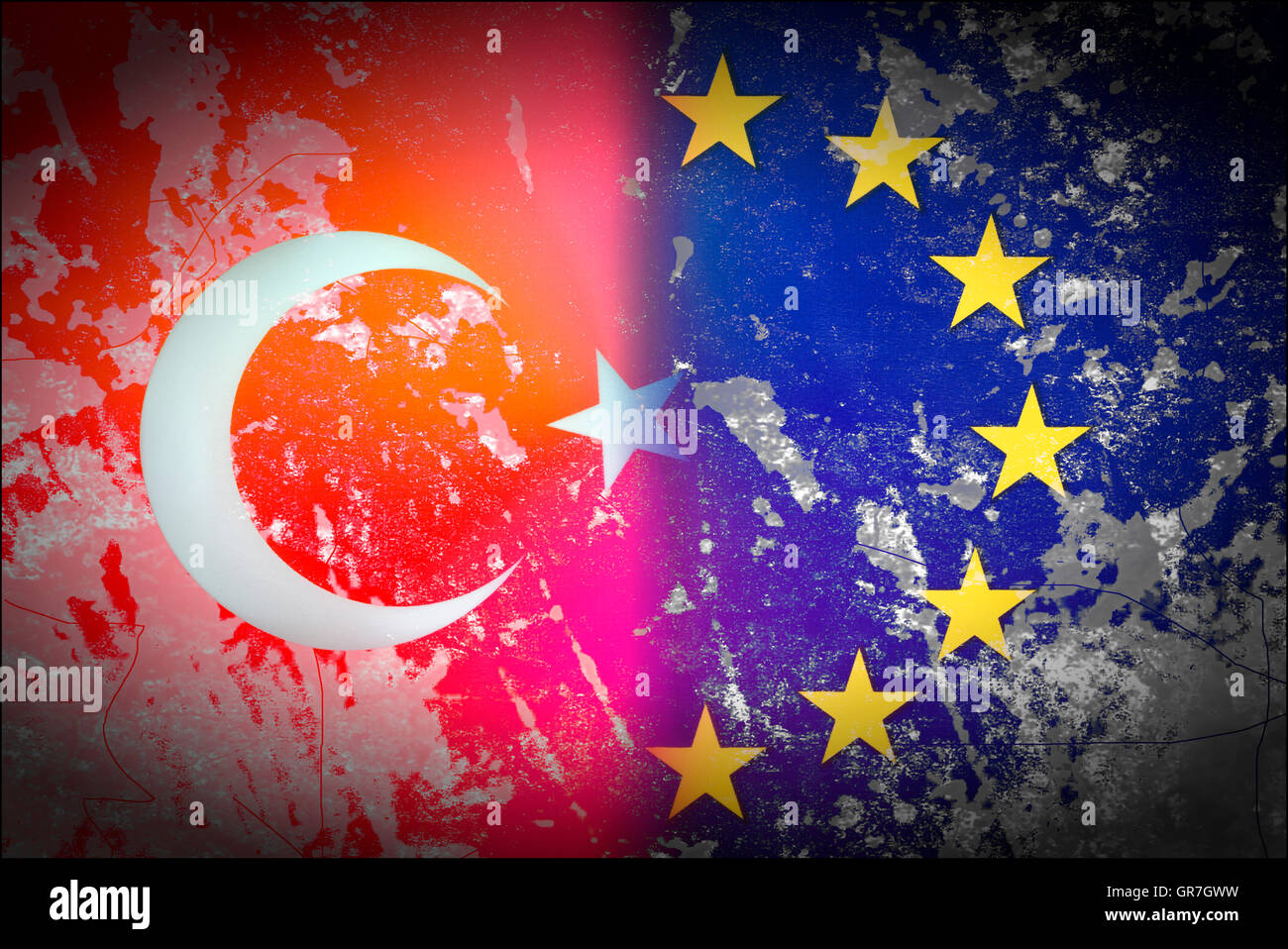 Flags Of Turkey And The Eu Stock Photo - Alamy
