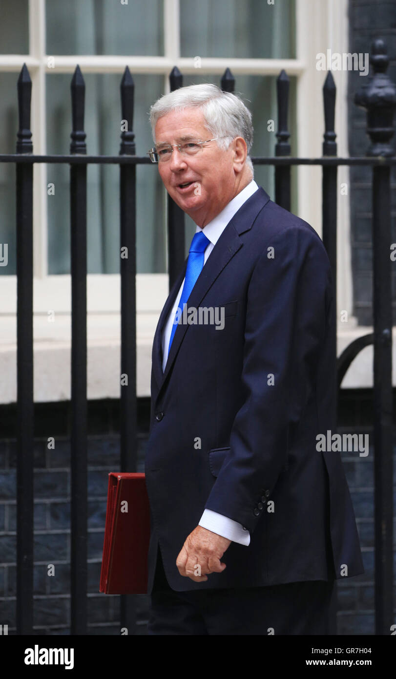 Defence Secretary Michael Fallon arriving in Downing Street, London ...