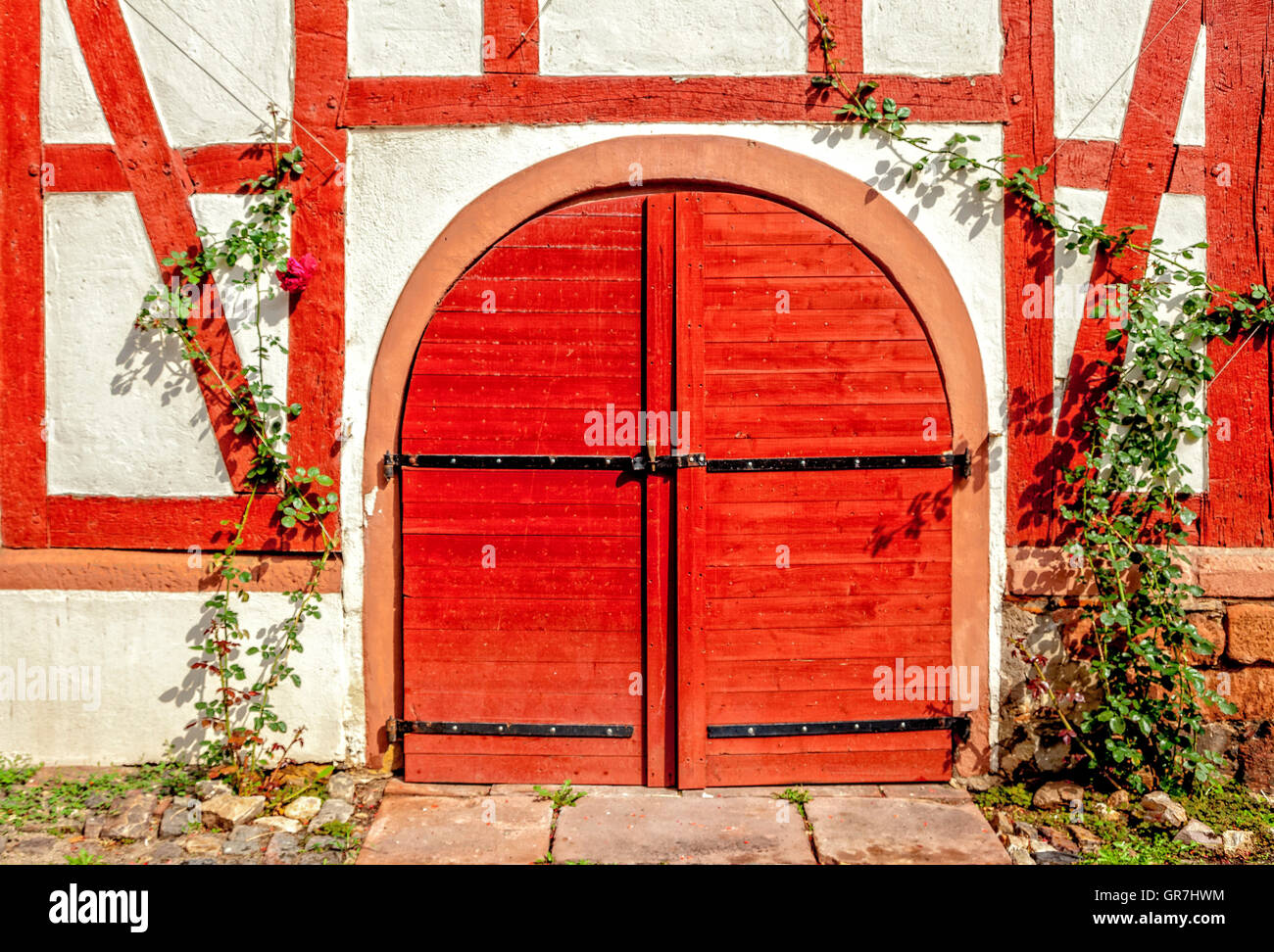 Wooden Gate In A Half-Timbered House Stock Photo - Alamy