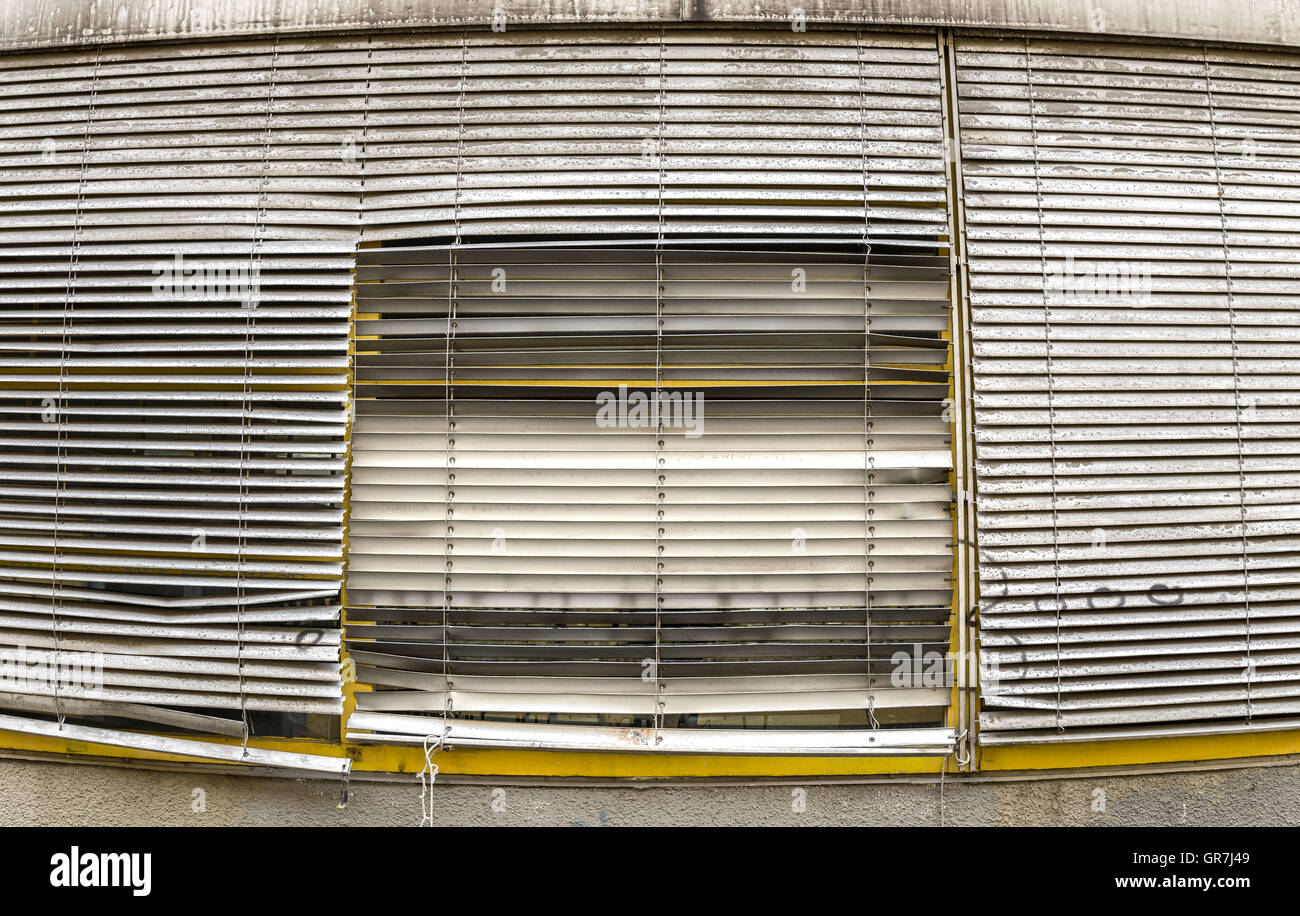 Broken Blinds At The Window Stock Photo - Alamy