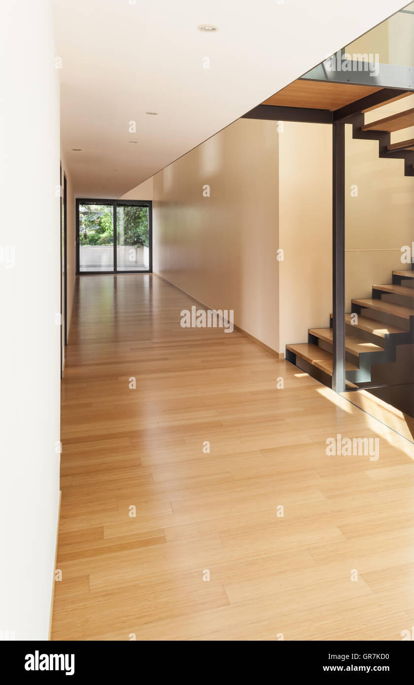 entrance of a modern villa, corridor and stairs view Stock Photo - Alamy