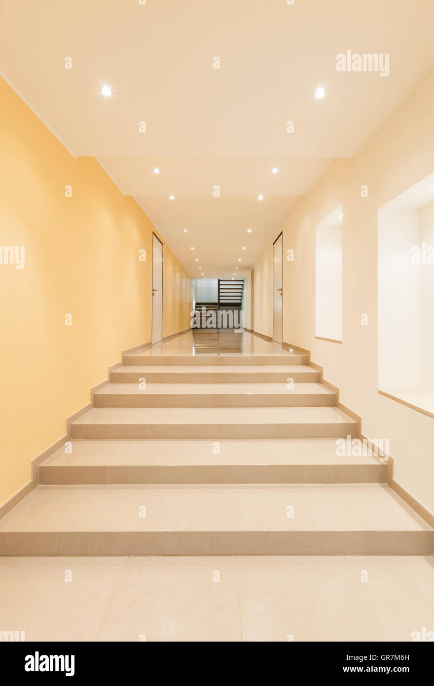 Interior modern villa, large corridor Stock Photo - Alamy