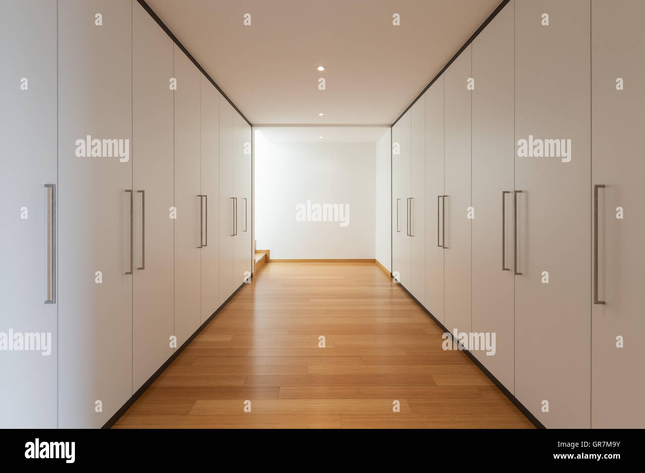 interior of a modern house, long corridor with wardrobes Stock Photo ...