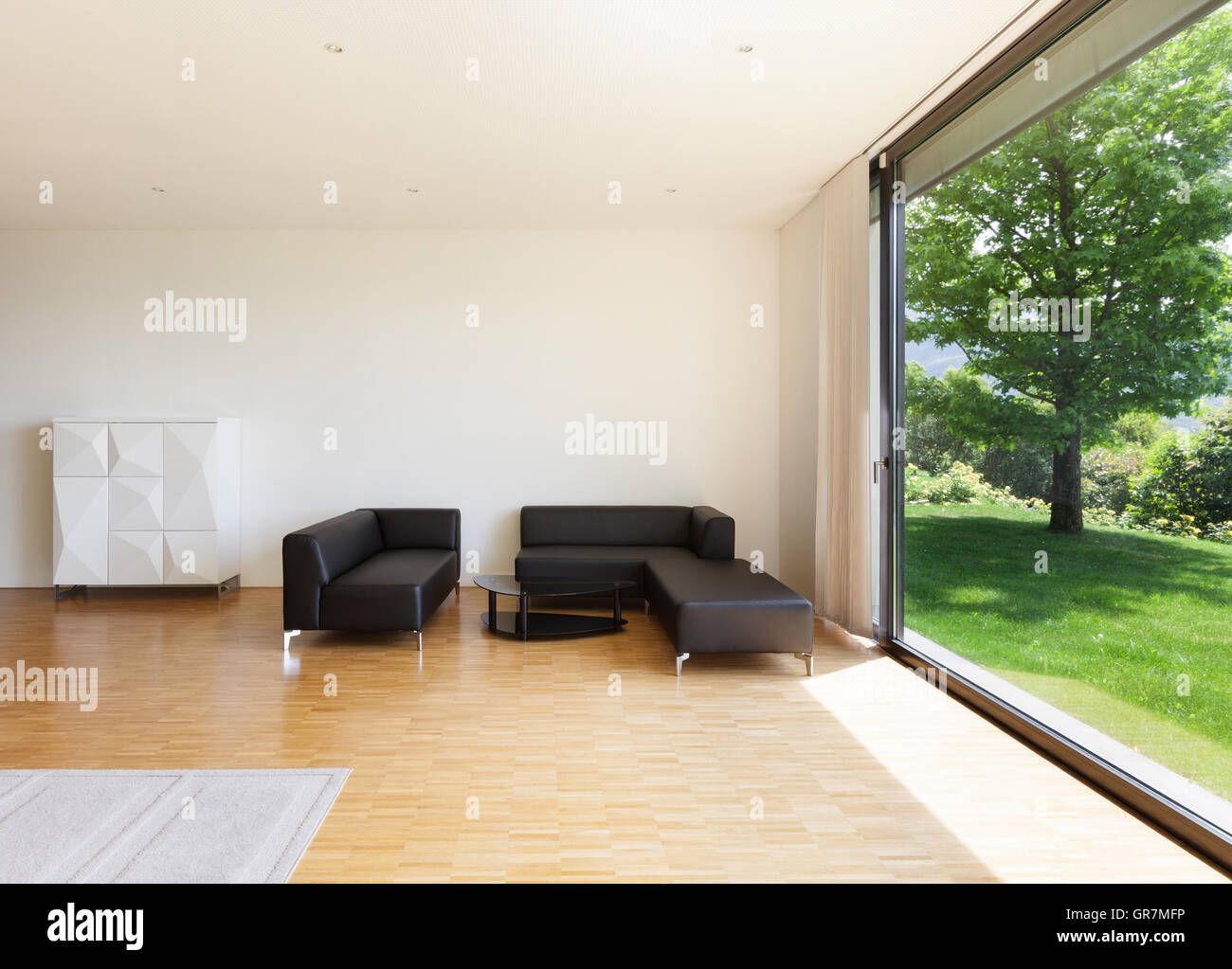 interior of a modern house, wide living room Stock Photo - Alamy