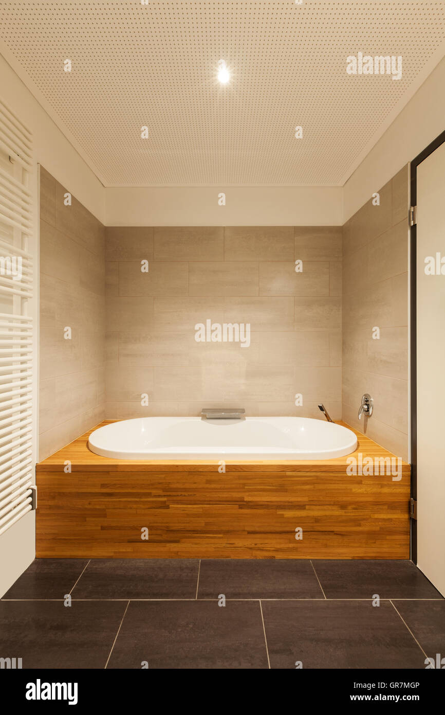 interior of a modern house, beautiful bathroom, bathtub Stock Photo - Alamy