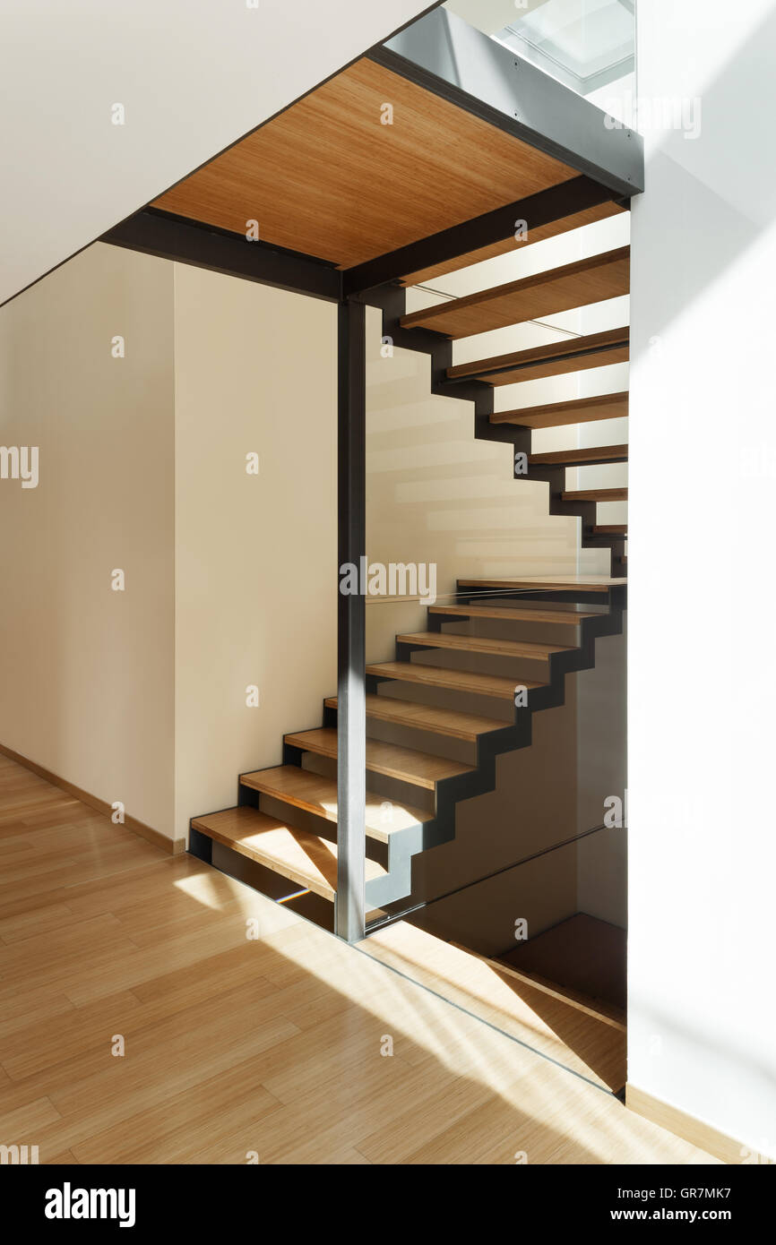 entrance of a modern house, corridor and stairs view Stock Photo - Alamy