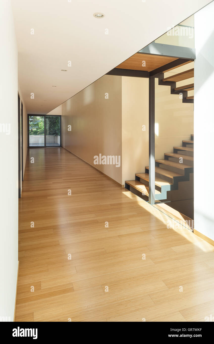 entrance of a modern house, corridor and stairs view Stock Photo - Alamy
