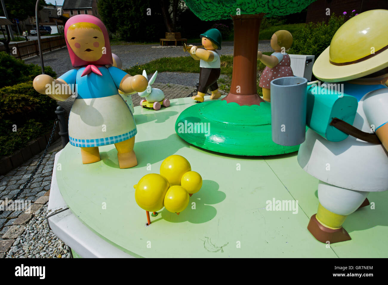 Traditional Ore Mountain Folk Art,Wooden Figures On A Giant Music Box ...