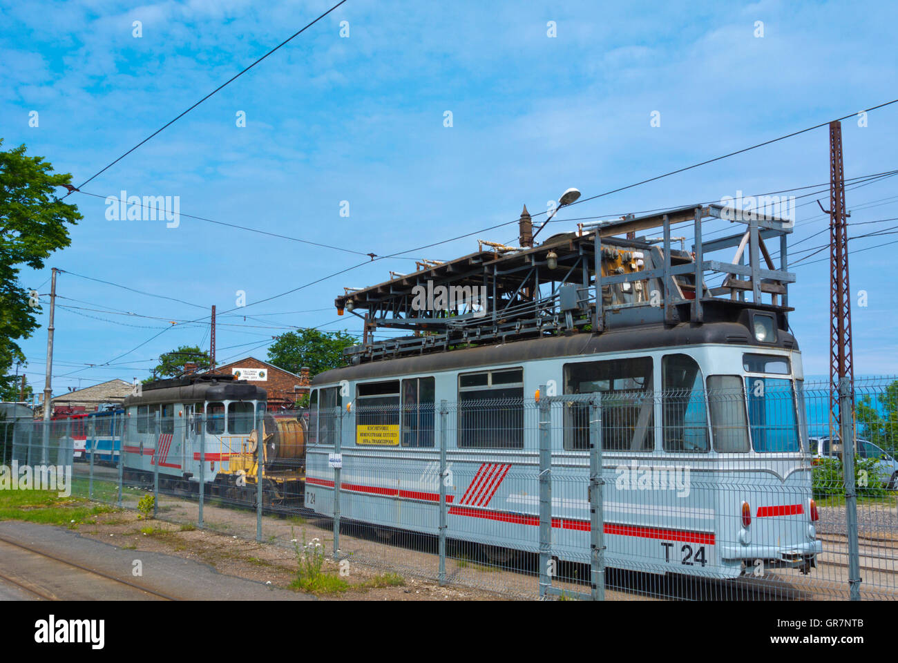 Tram depot, with historical trams, Kopli district, Tallinn, Harju county, Estonia, Europe Stock ...