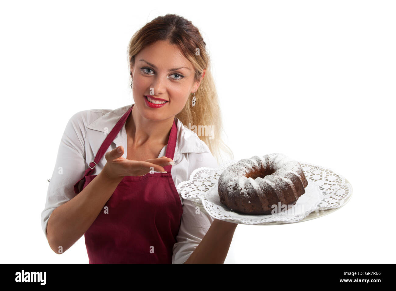 Woman With A Cake Stock Photo - Alamy
