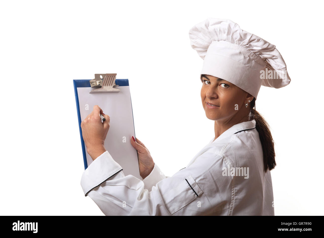Female Chef Writing Stock Photo - Alamy
