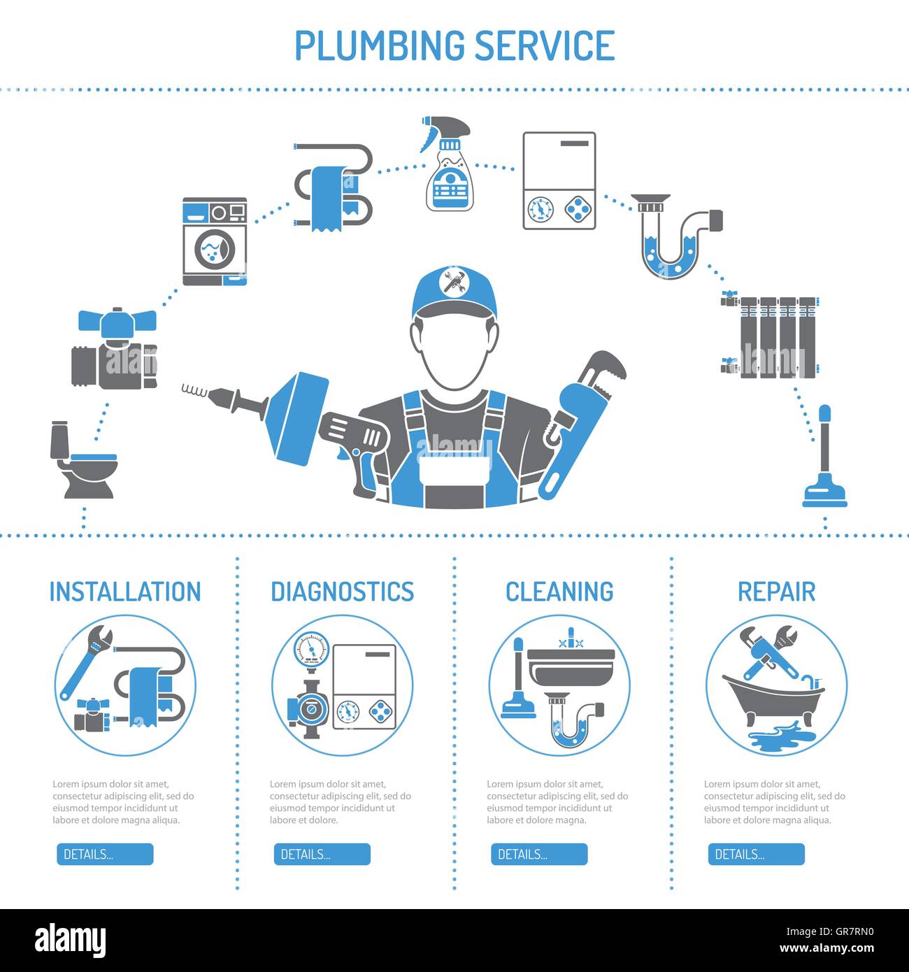 Plumbing service infographics hi-res stock photography and images - Alamy