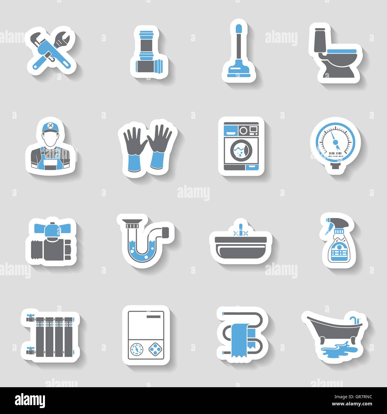 Plumbing Service Icons Sticker Set Stock Vector Image & Art - Alamy