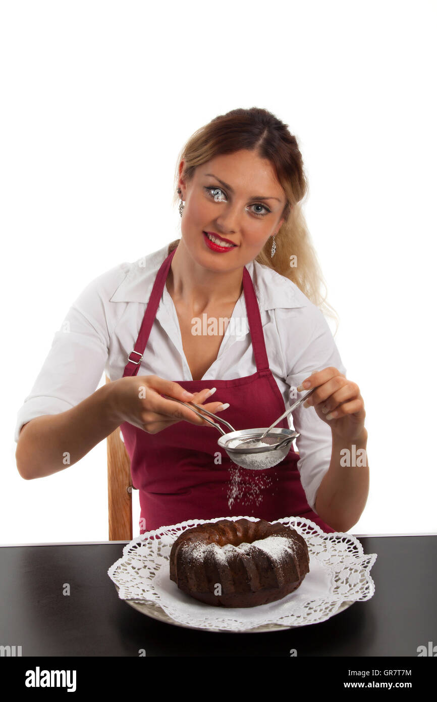 Young woman baking marble cake hi-res stock photography and images - Alamy