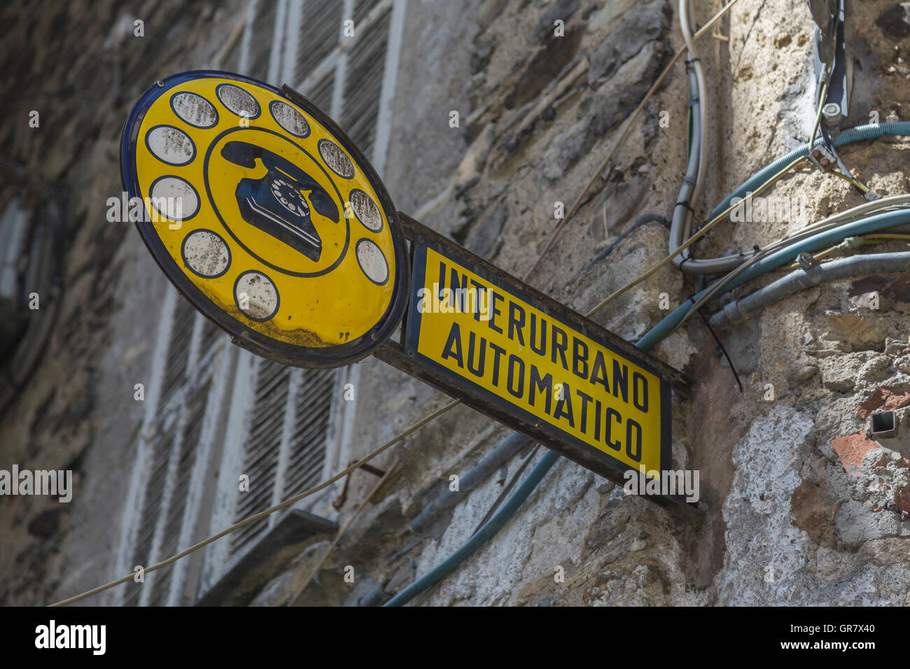 Nostalgic Sign Indicating A Cell Phone Or Telephone Set In A Local ...