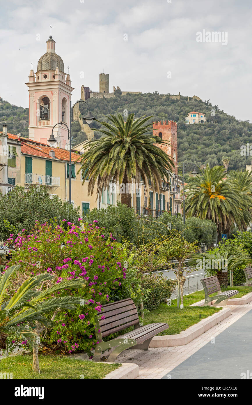 Towers And Castle - Landmark Of Old Fishing Town Of Noli Stock Photo ...
