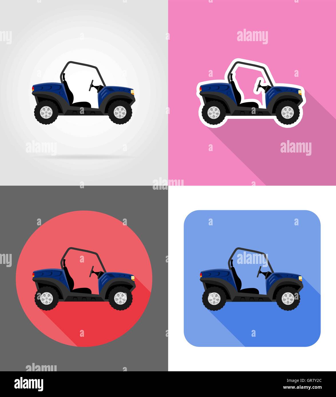 atv car buggy off roads flat icons vector illustration isolated on ...