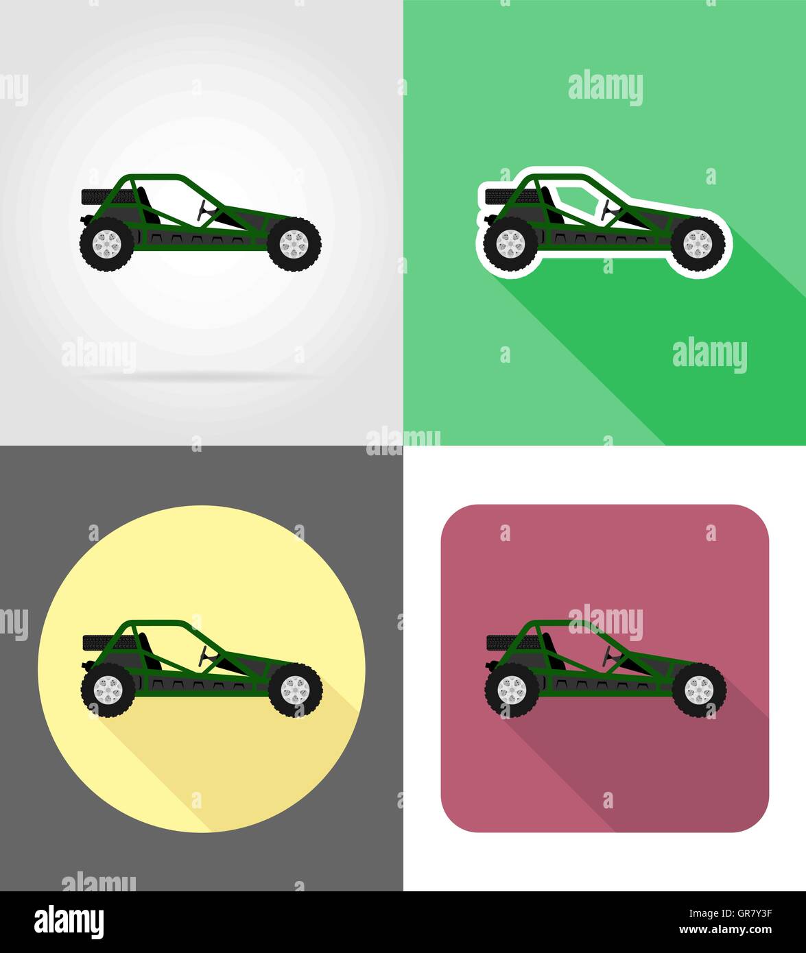 atv car buggy off roads flat icons vector illustration isolated on ...