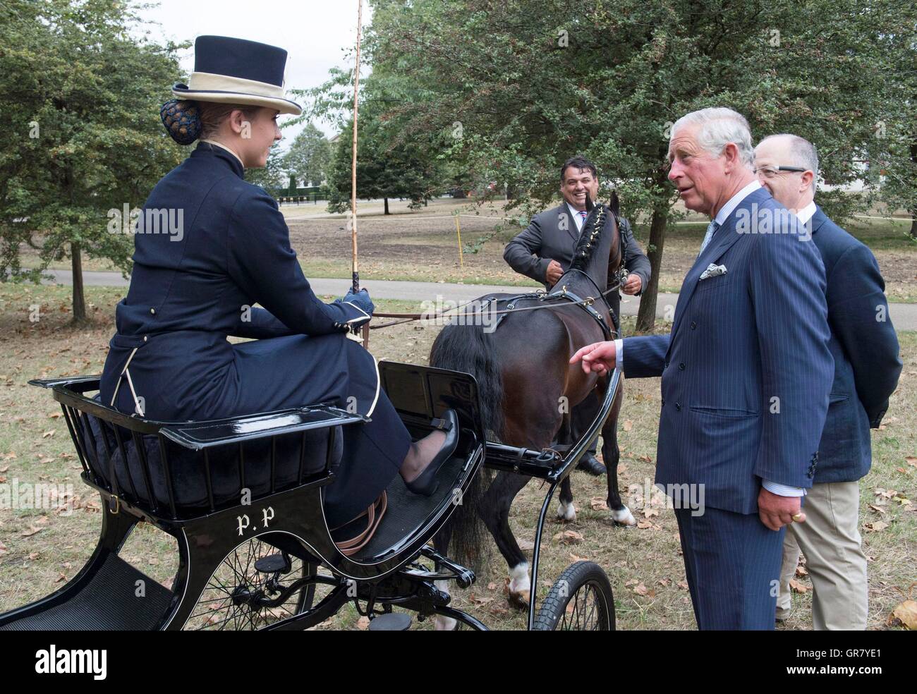 The Prince of Wales meets carriage driver Rachel Milton at an event to ...