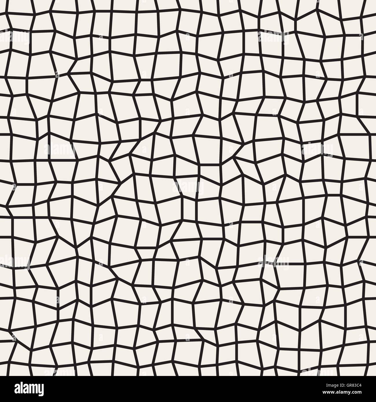 Vector Seamless Black and White Distorted Rectangle Mosaic Grid Pattern ...