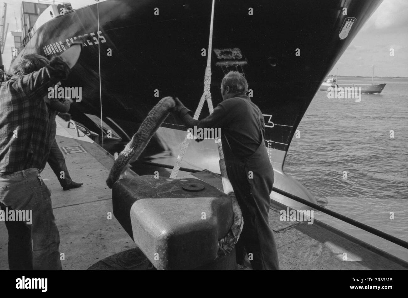 Hamburg Express Container Ship 1972 Bw Stock Photo - Alamy