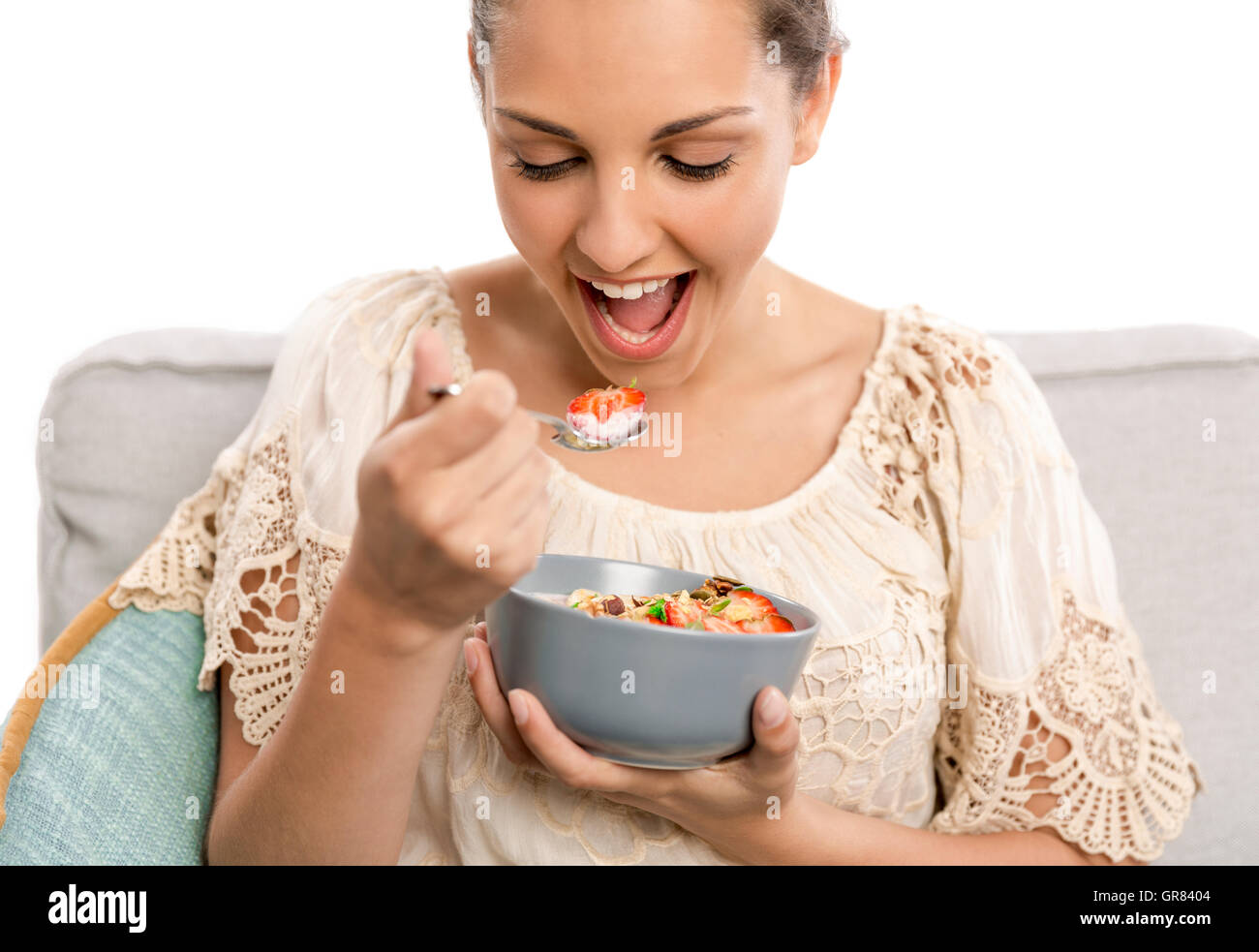 Healthy woman eating hi-res stock photography and images - Alamy