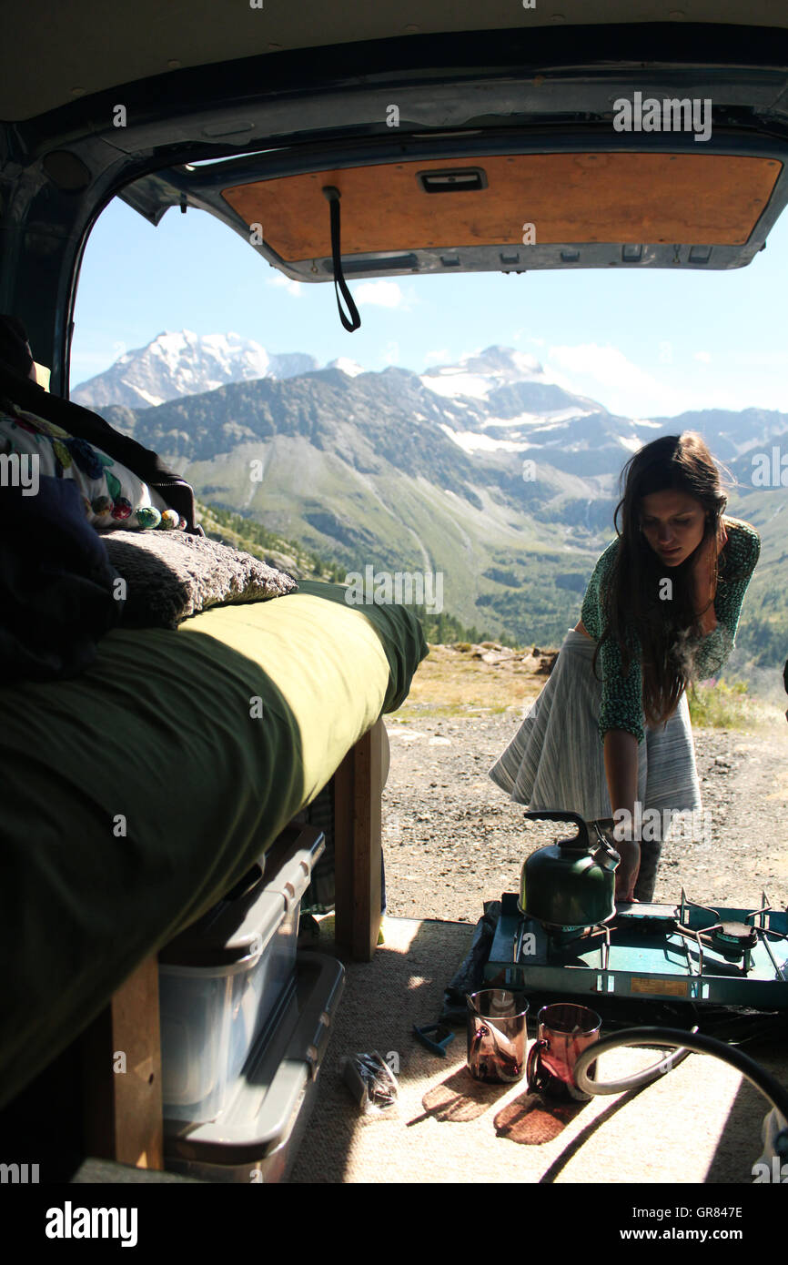 Campervan Travelling - Swiss Alps Stock Photo - Alamy