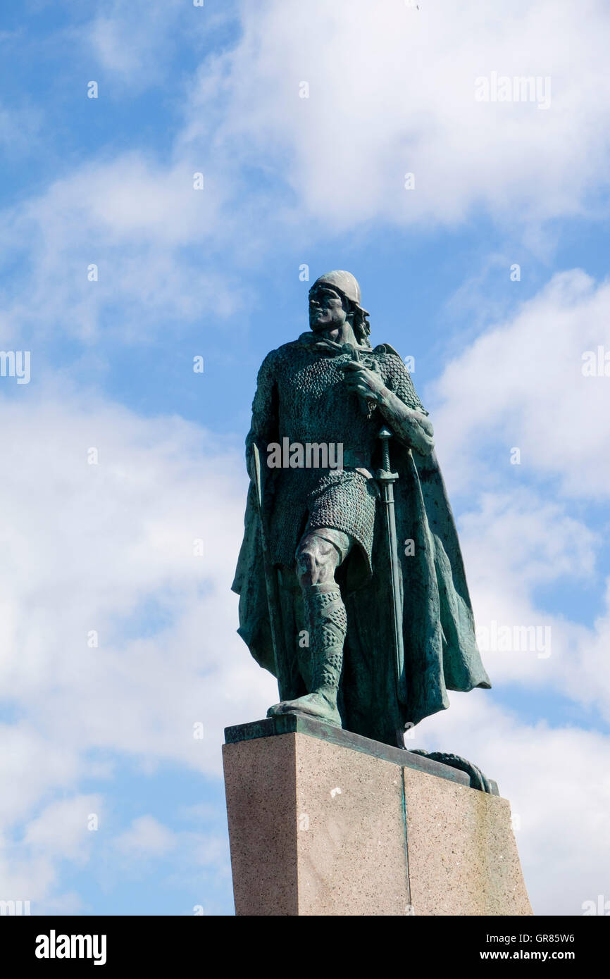 Statue sculpture of Viking explorer Leif Erikson or Leifur Eriksson ...