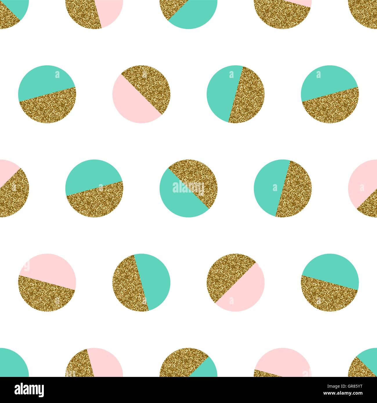 Abstract seamless repeating pattern with round shapes in gold glitter ...