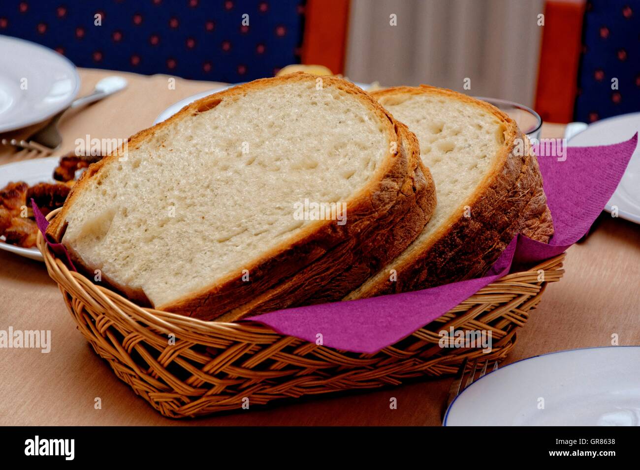 Half Slices Of Bread In A Bread Basket Stock Photo - Alamy