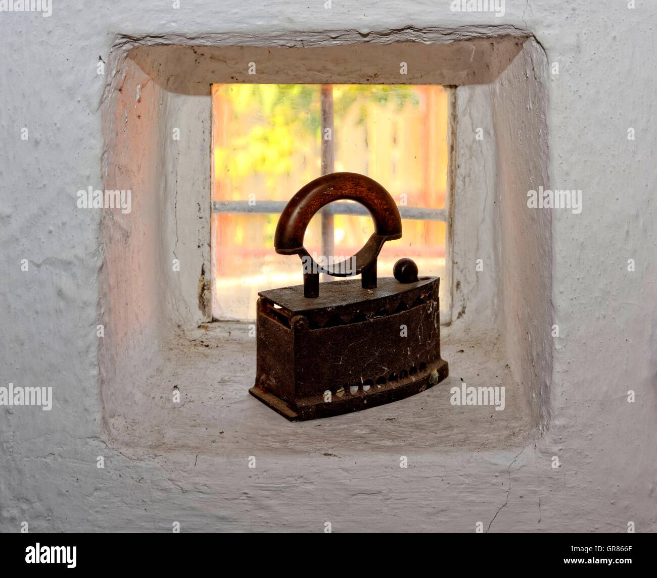 Old Farmhouse Window With Coal Iron Stock Photo - Alamy